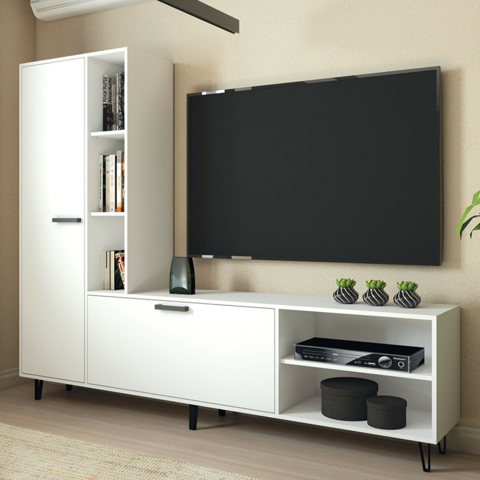 Гостиная "Anrial", 210×35×170 см, ЛДСП, с тумбой под ТВ, белая