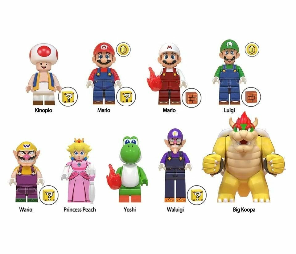 Набор минифигурок Супер Марио 9 шт/ Конструктор совместим с лего