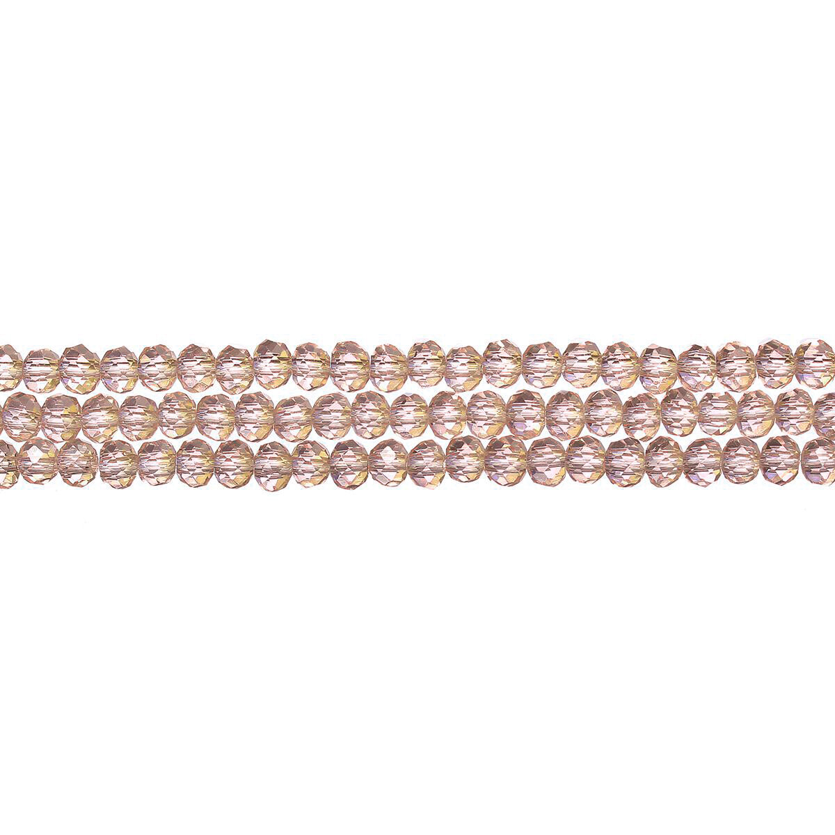 Бусины стеклянные, 3х2мм, граненые, рондели, розовато-бежевые, 170 шт, низка