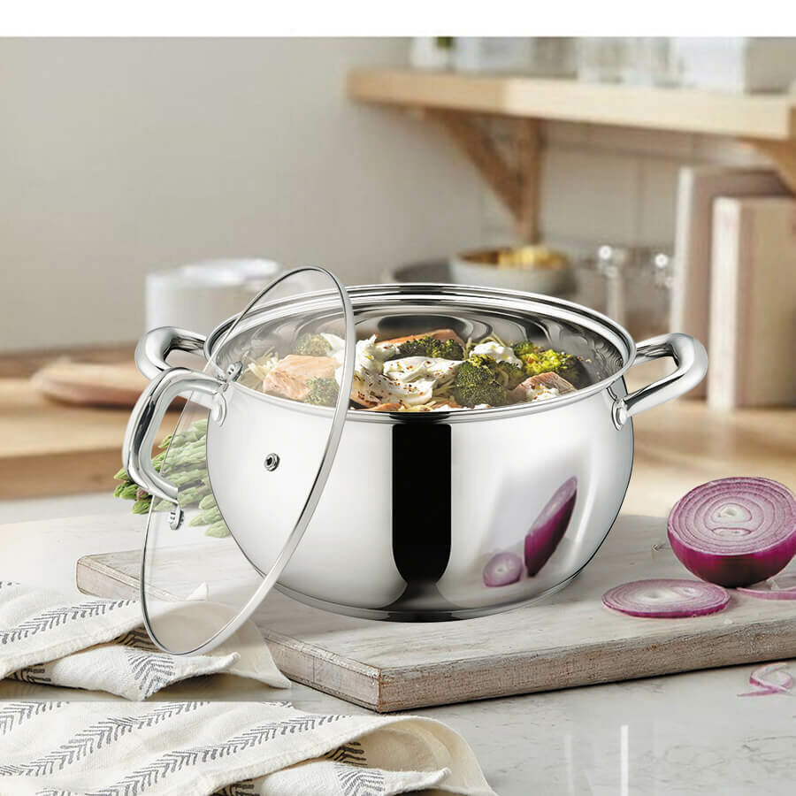 Кастрюля Maestro для индукционных плит с крышкой из нержавеющей стали, 5,8 литра, 24 см