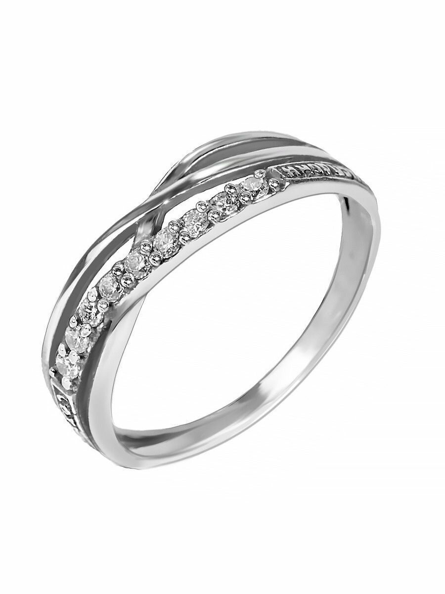 Кольцо, серебро, 925 проба, оксидирование, фианит