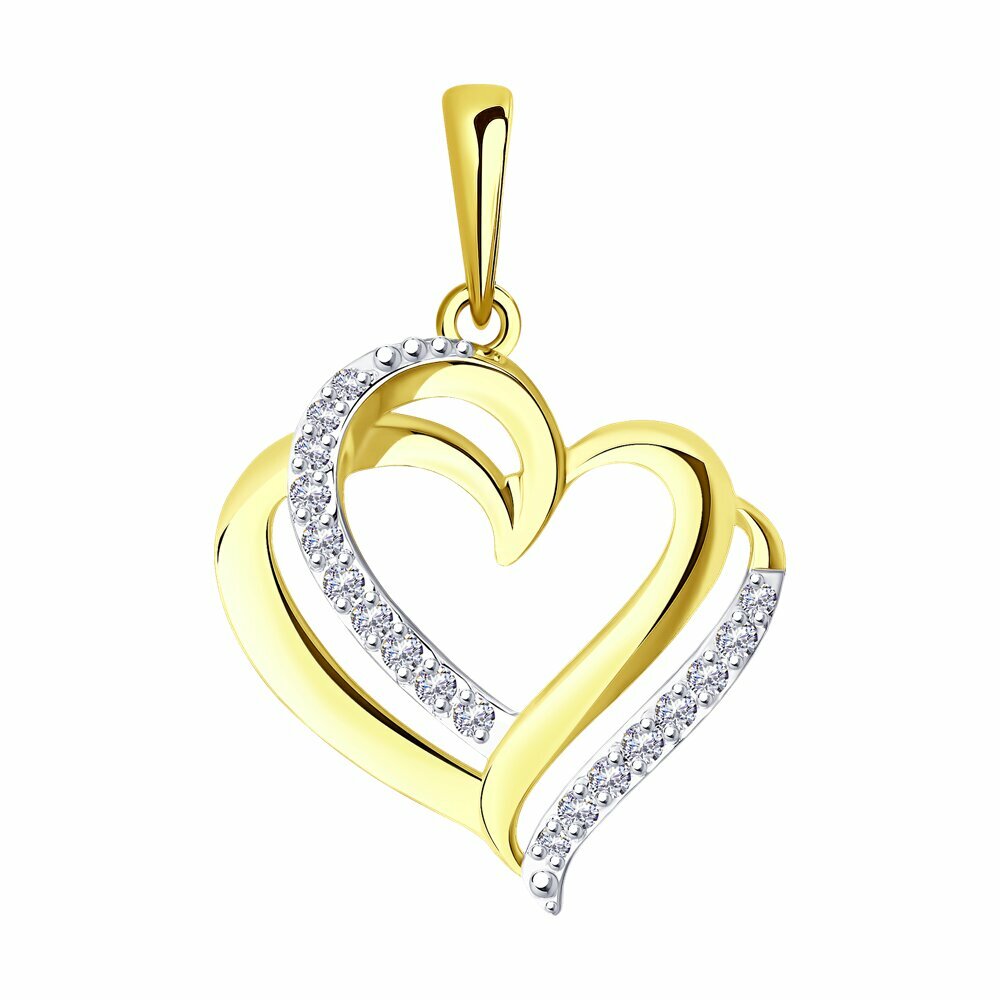 Подвеска, желтое золото, 585 проба, фианит