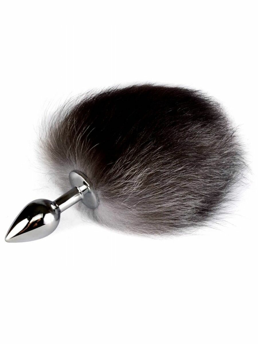 Анальная пробка с хвостом из натурального меха, 6см