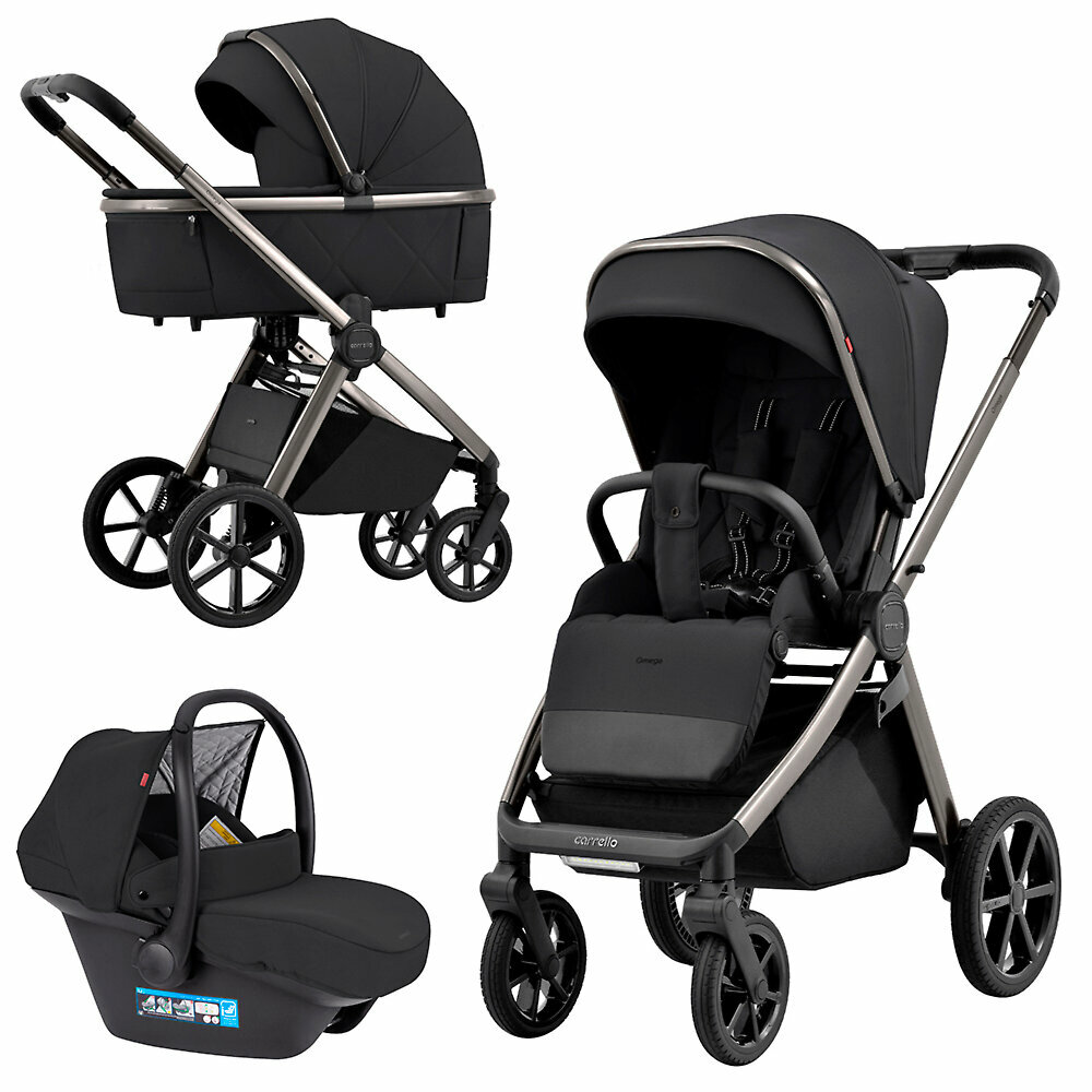 Детская коляска 3в1 Carrello Omega, цвет Absolute Black (Чёрный)