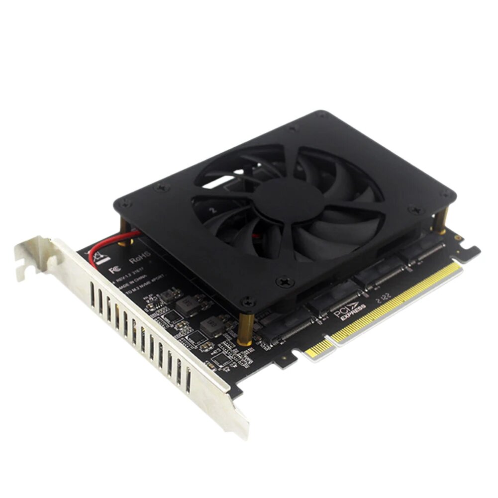 ALLOYSEED 4-портовый PCI-E 4.0 к 4х M.2 SSD адаптер
