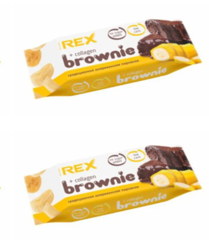 Пирожное Proteinrex Брауни, протеиновое Банановое с коллагеном, 50 гр, 2 шт