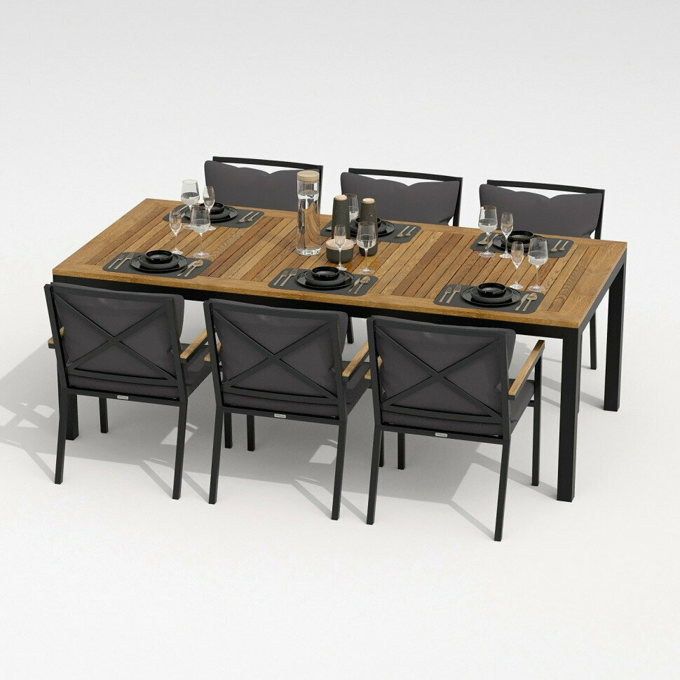 Обеденная группа TELLA FESTA plus каркас карбон / стол тик 200 / ткань антрацит