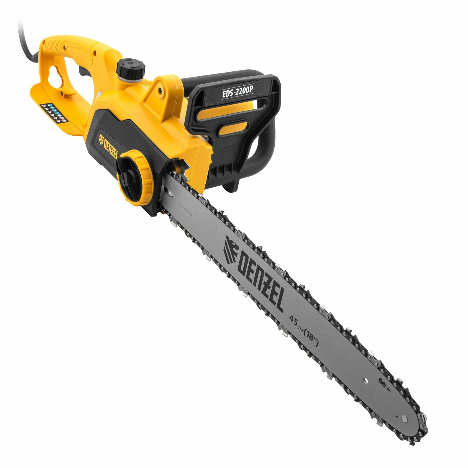 Пила цепная электрическая EDS-2200P, 2.2 кВт, поперечная, шина 45 см, шаг 3/8, паз 1.3 мм, 63 звена Denzel, 95617
