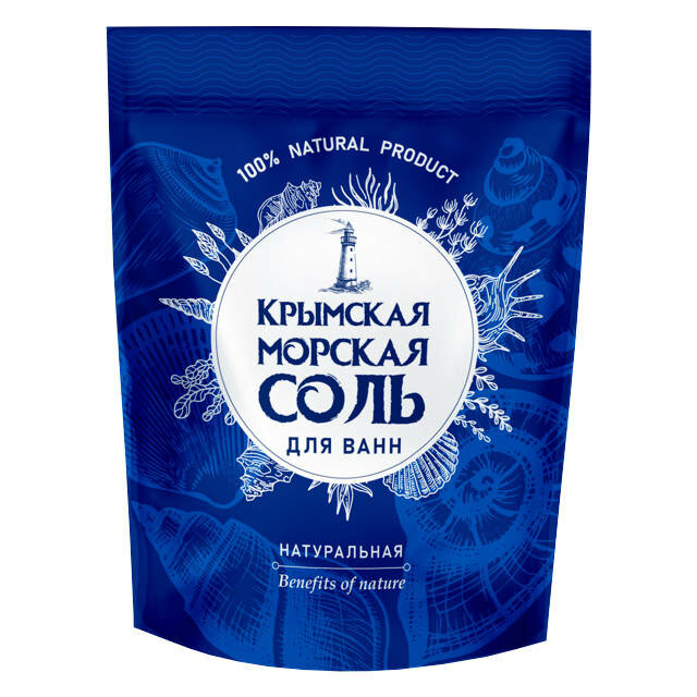 Крымская натуральная морская соль для ванн 1100 г нерафинированная очищенная от примесей