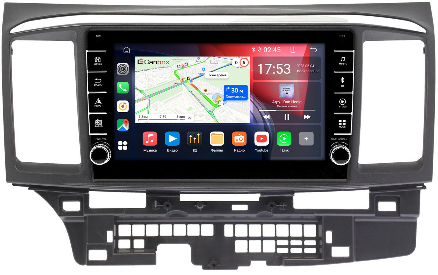Штатная магнитола Mitsubishi Lancer 10 2007-2017 Canbox BGTR9-MI113N 4/64 Android 10 (IPS, DSP, CarPlay)