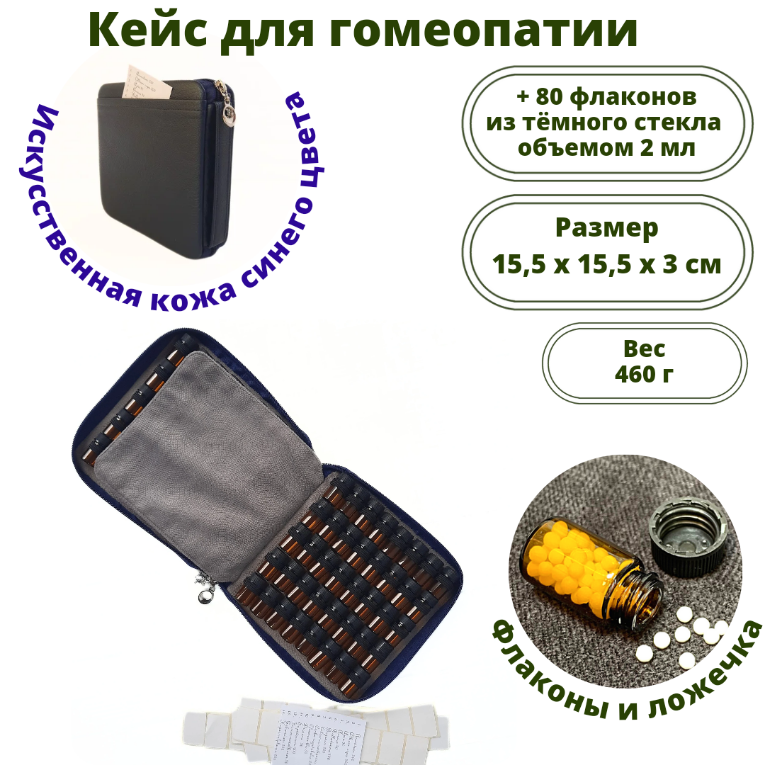 Аптечка, пенал, кейс для хранения и транспортировки гомеопатических препаратов на 80 флаконов