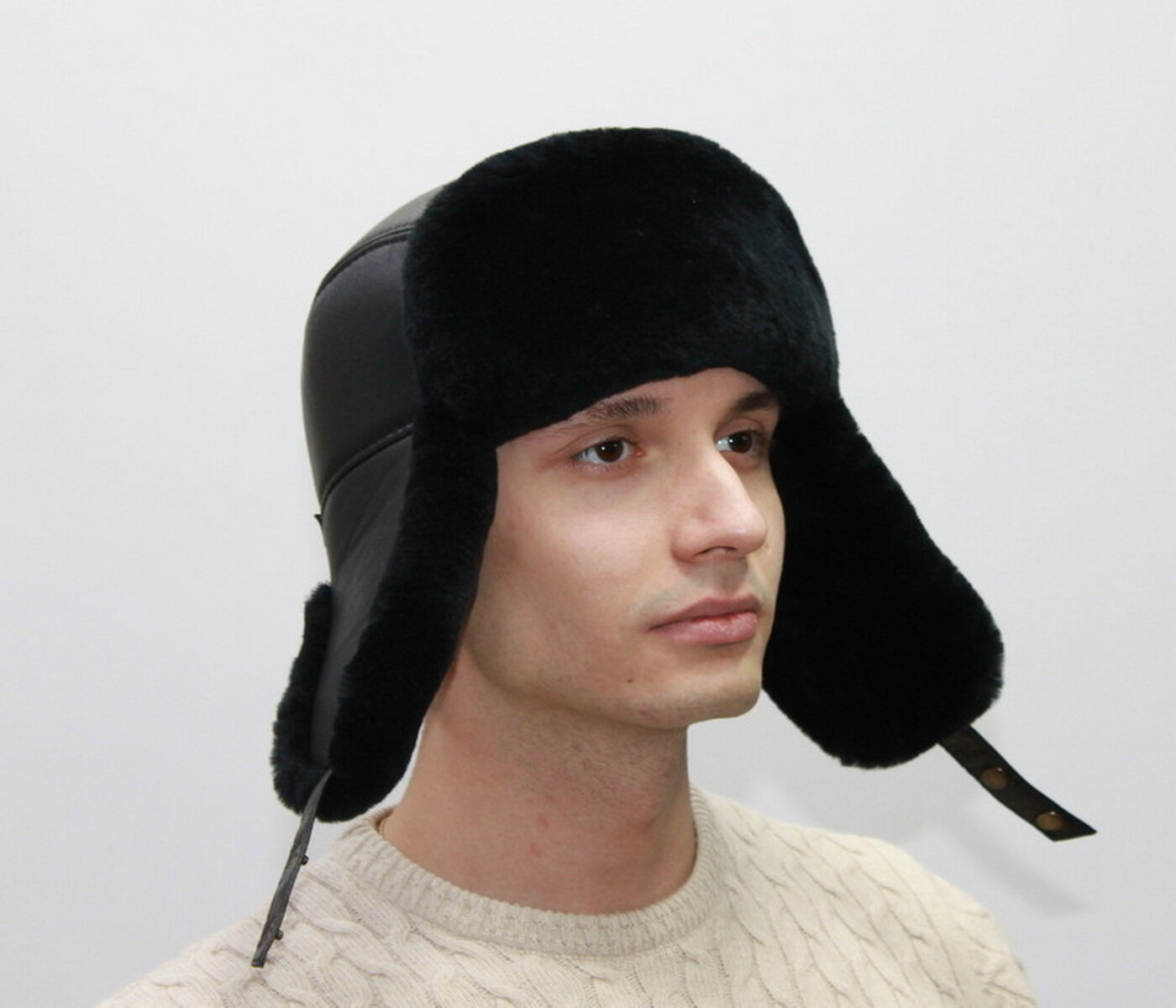 Шапка-ушанка Мария ушанка из меха овчины для мужчин