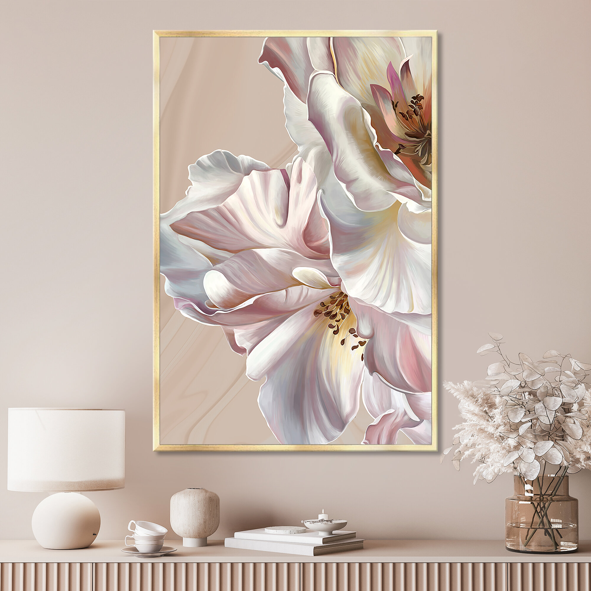 Картина на стену для интерьера в раме Графис "Пион Аваланш 2", 53х73 см
