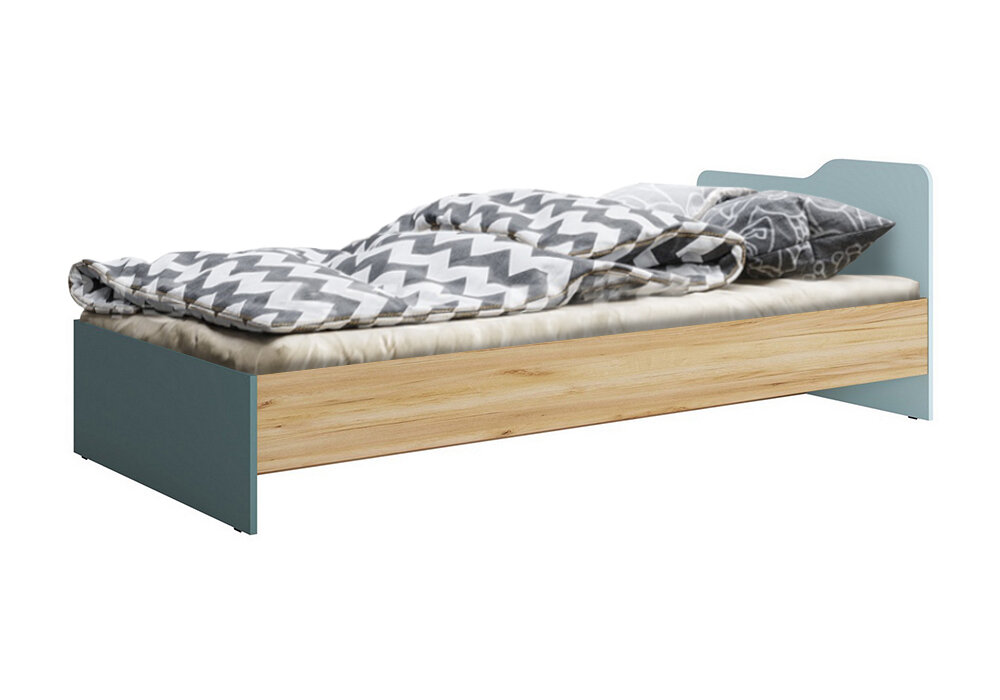 Кровать односпальная детская Нонтон Rich, 90*200 см, настил, дуб крафт золотой / кенди / сумеречный голубой
