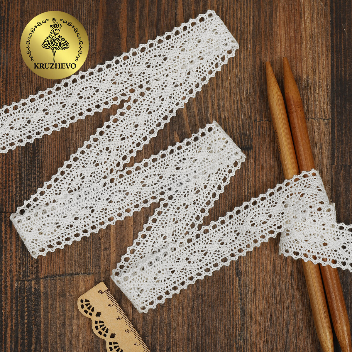 Кружево вязаное KRUZHEVO 30мм TBY.2442 хлопок цв. белый уп.10м