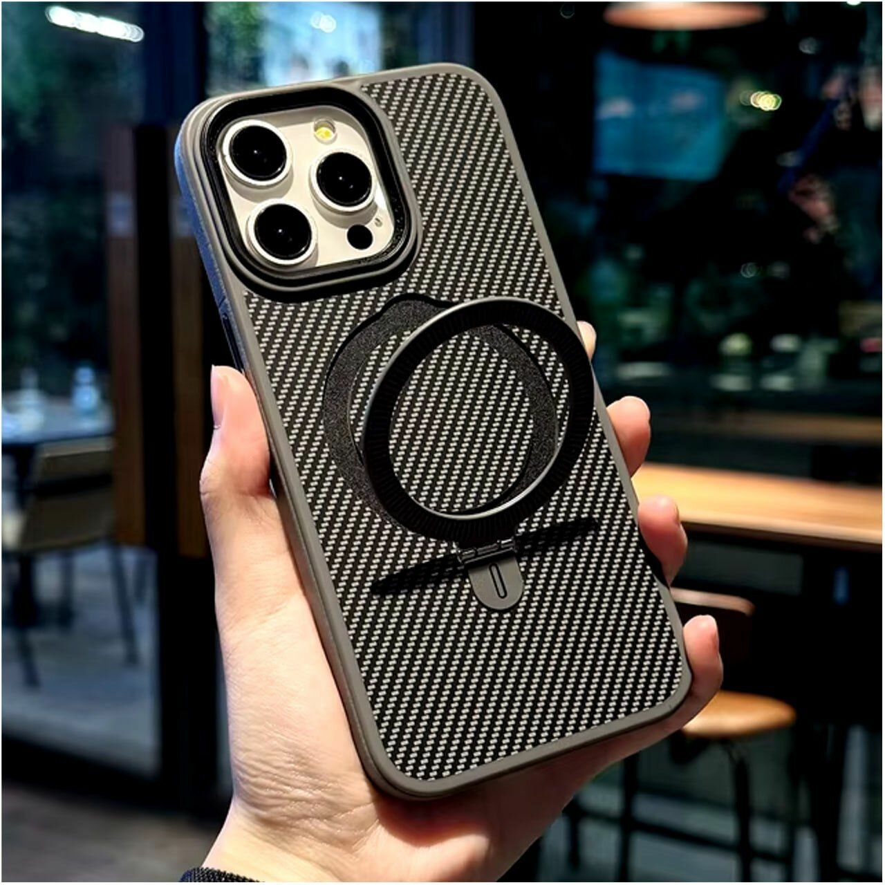 Чехол на iPhone 15 Pro MagSafe с подставкой, серый