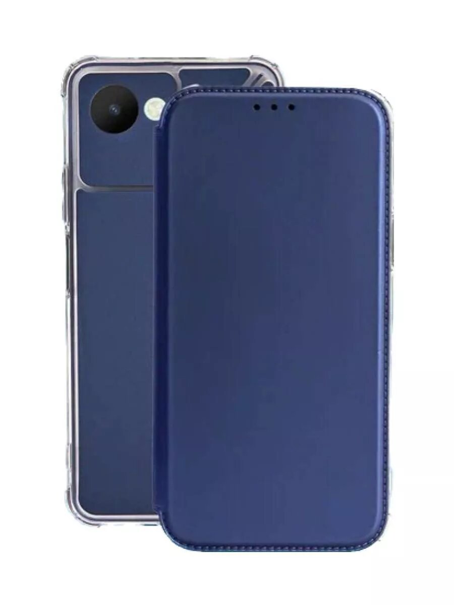 Чехол книжка на Realme C30 с противоударным бампером с усиленными углами на риалми с30 синий