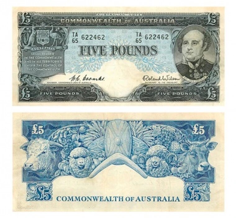 5 фунтов 1954 Австралия, сувенирная копия, банкноты и купюры редкие коллекционные