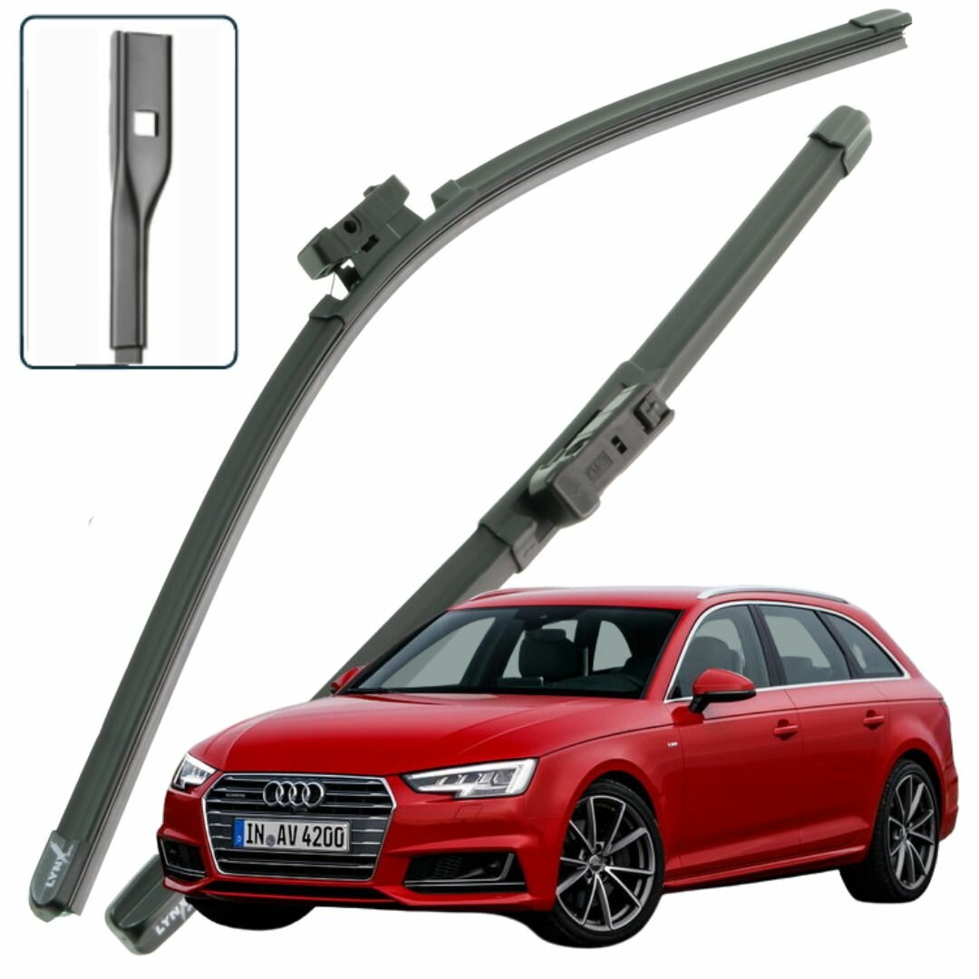 Дворники AUDI A4 (5) B9 ауди А4 Б9 универсал 2015 2016 2017 2018 2019 2020 Щетки стеклоочистителя бескаркасные автомобильные LYNXauto 600мм-500мм к-т 2шт.