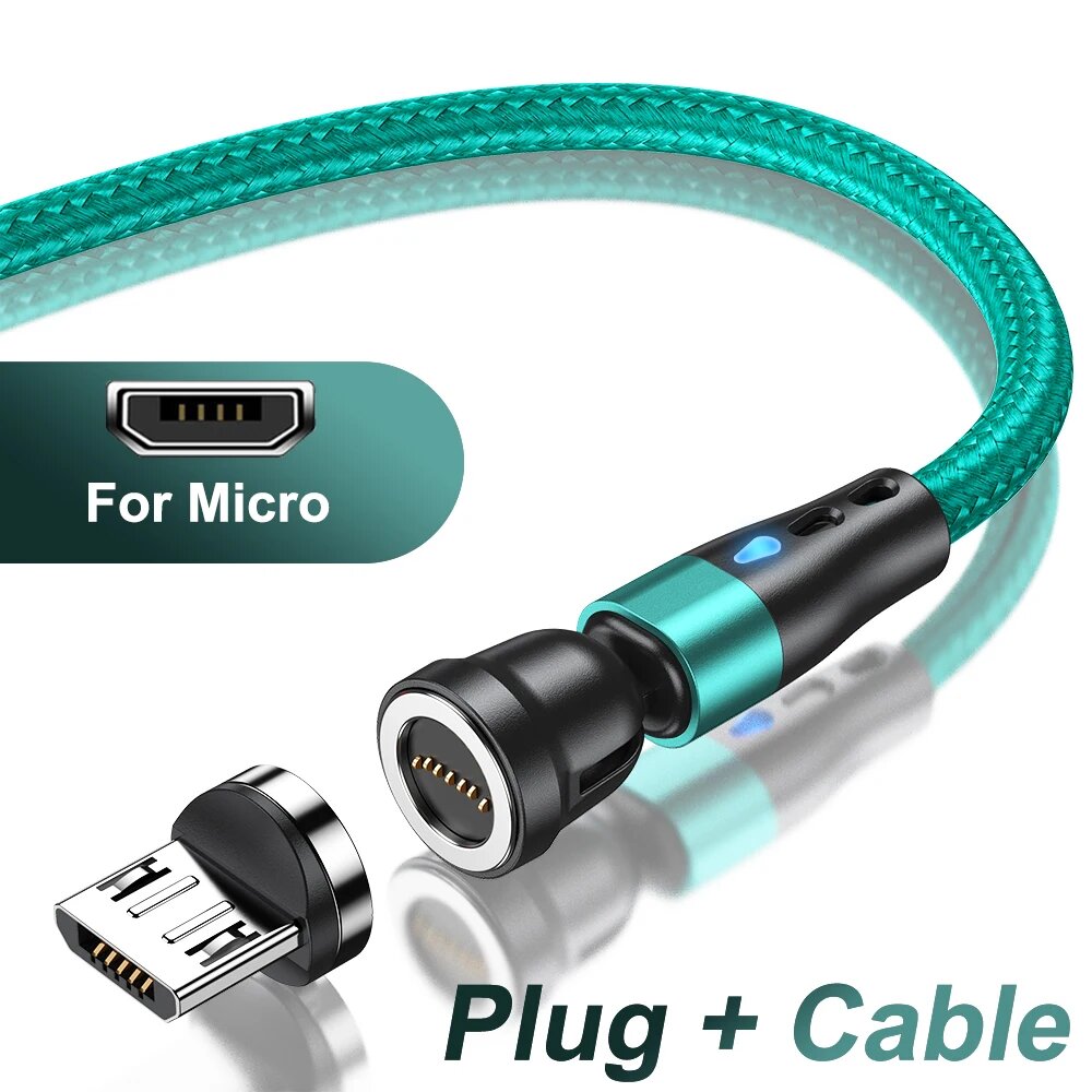 Магнитный кабель 2м Green for Micro USB