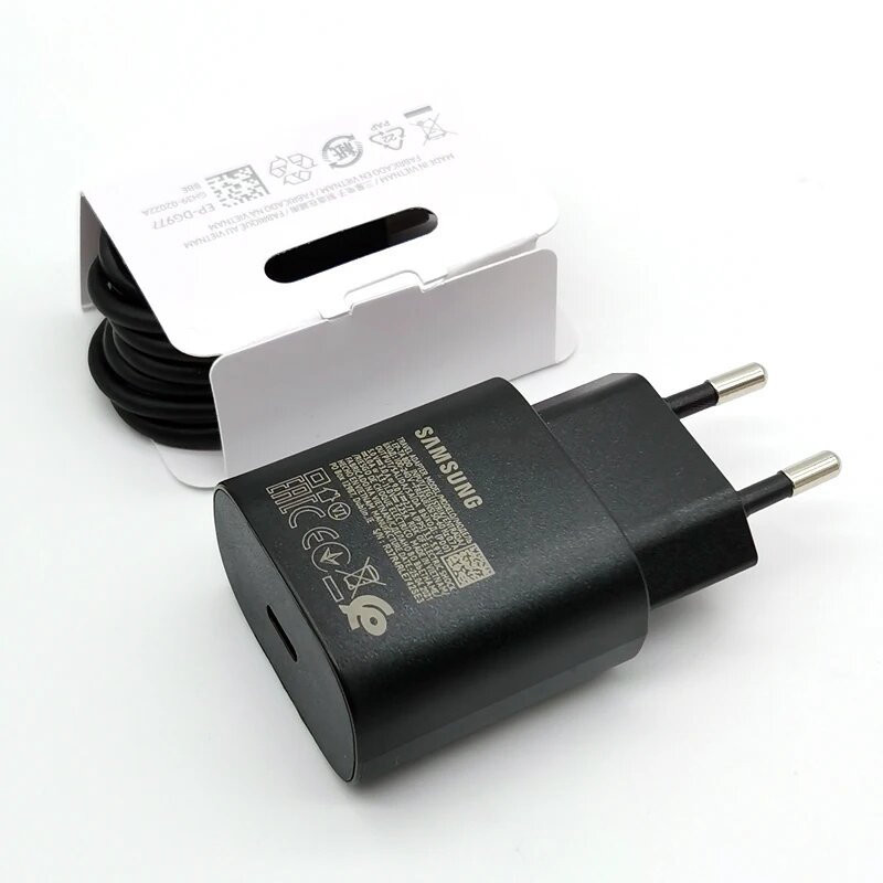 Samsung A55 A35 A25 A15 A54 Зарядное устройство 25 Вт Супер быстрая зарядка EU Charger and Cable