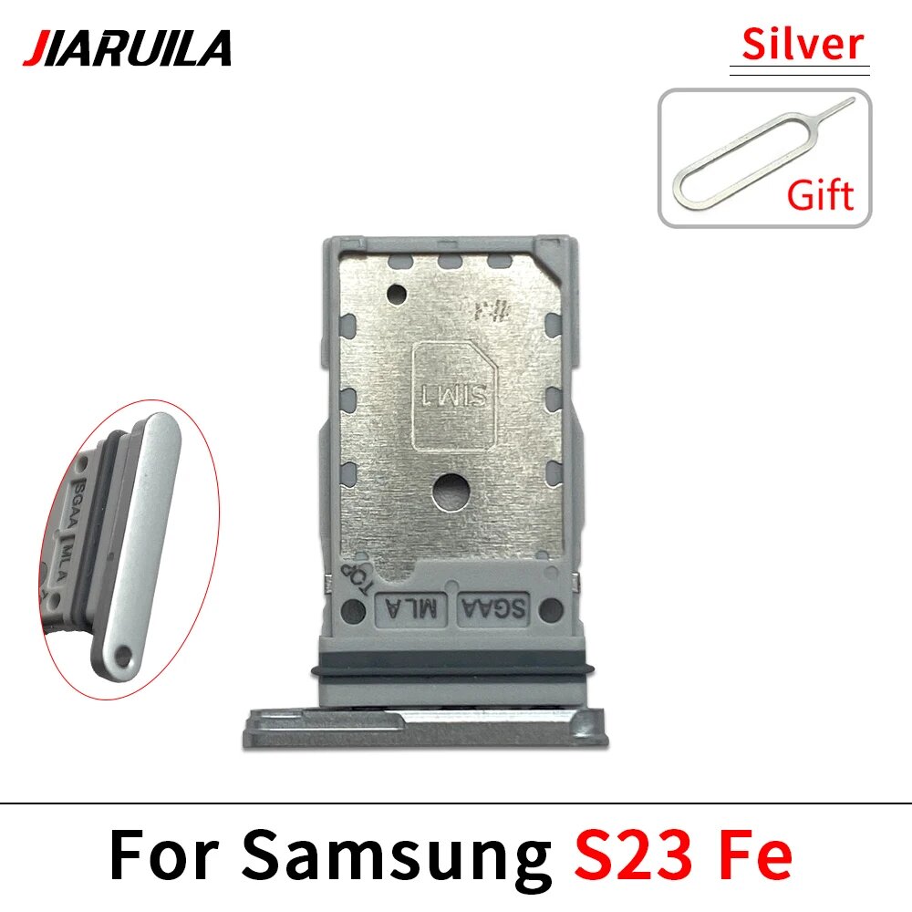 Лоток для SIM-карты с двумя картами, слот для чипа, держатель гнезда, запасная часть для Samsung S23/S23 Plus/S23 Ultra S23 Fe S23 Fe Silver