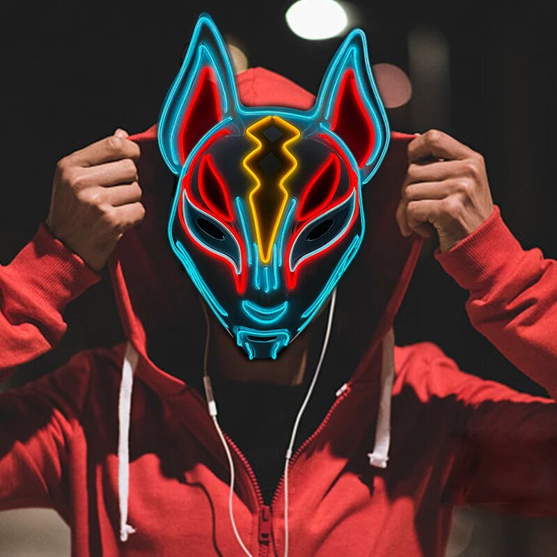 Светящаяся маска лисы GZYUCHAO EL Красный, Design-17