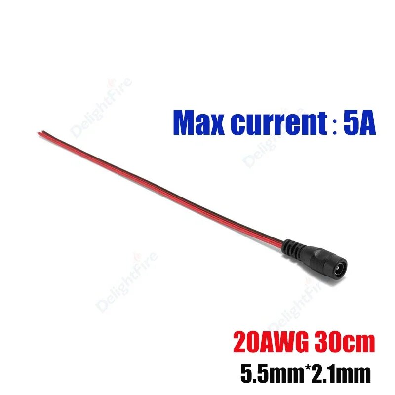 Кабель питания DelightFire DC connector cable wire 5.5 2.1 мм 5В 12В 10pcs, N