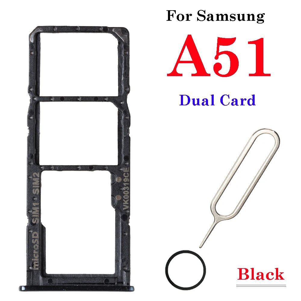 1 комплект, новый двойной лоток для SIM-карты Micro SD, слот для чипа, держатель для карт, слот для чтения для Samsung Galaxy A51 4G A515F A515N Black