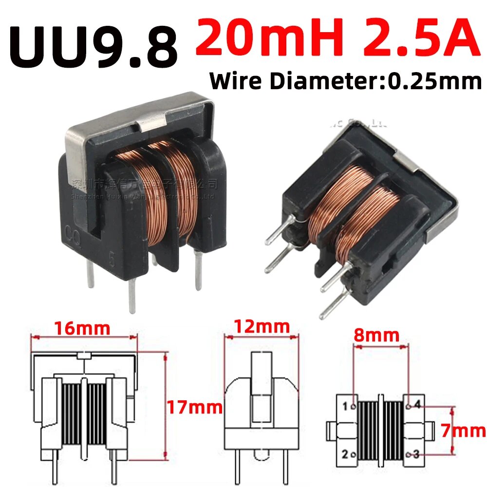 Медная проволока UU9.8 UF9.8, 5 шт, индуктор общего режима дросселя 470uH 1mH 5mH 10mH 20mH 30mH 40mH 50mH для детской ступни 7*8 мм 20mH 2.5A