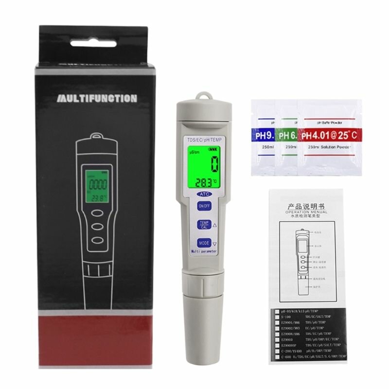 Многофункциональный 4 в 1 TDS PH -метр цифровой WaterTester PH/TDS // Температура