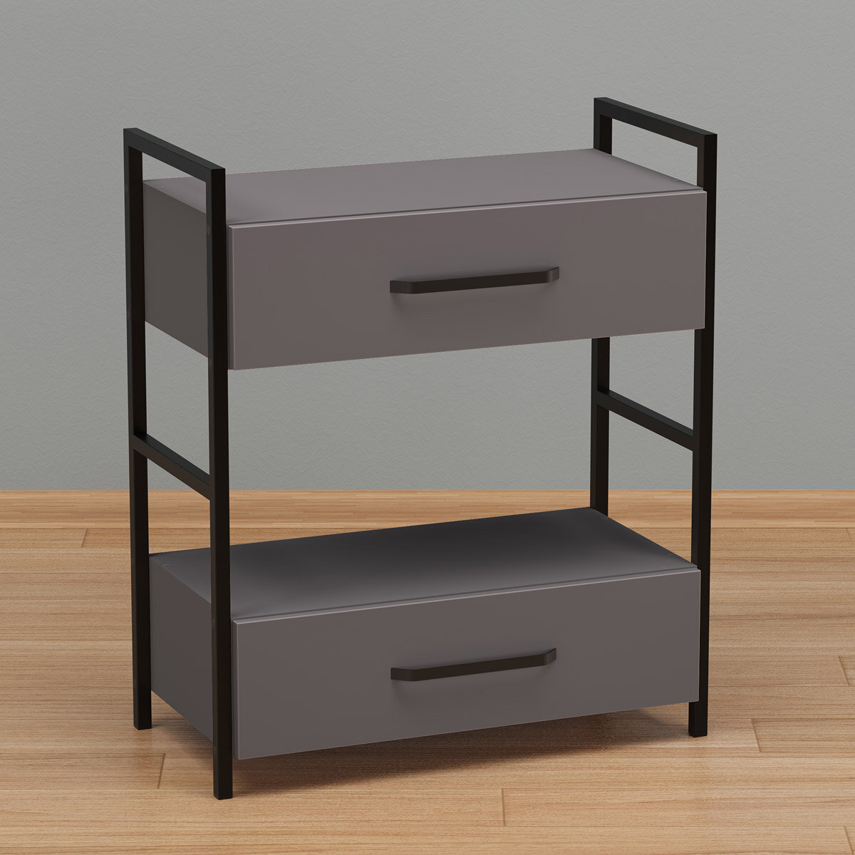 Комод на металлических стойках Сусар 4ГР графит ш70/г34/в82