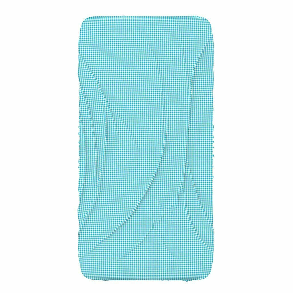 Простыня детская Домашняя мода на резинке односпальная "Клеточка, бирюзовый", 90х200 см, бязь "Комфорт", хлопок 100% (П-1,5Р)