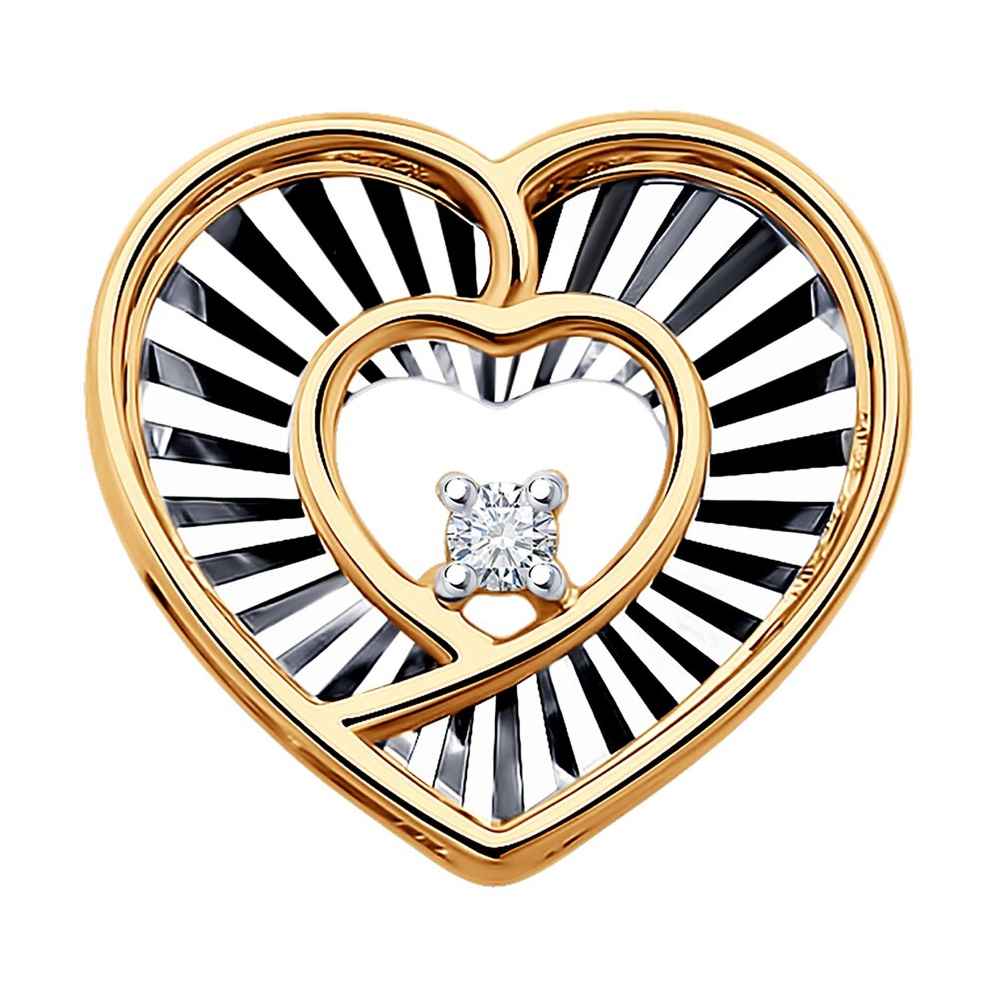 Подвеска, красное золото, 585 проба, бриллиант