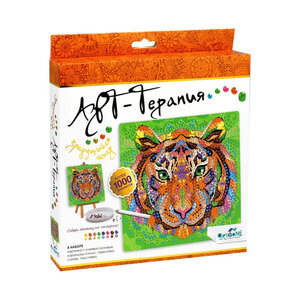 Набор для творчества (Origami) АлмазныеУзоры_Арт-терапия Крадущийся тигр [канва, лоток д/стразов, стилус, пинцет, стразы, инструкция] (06421)