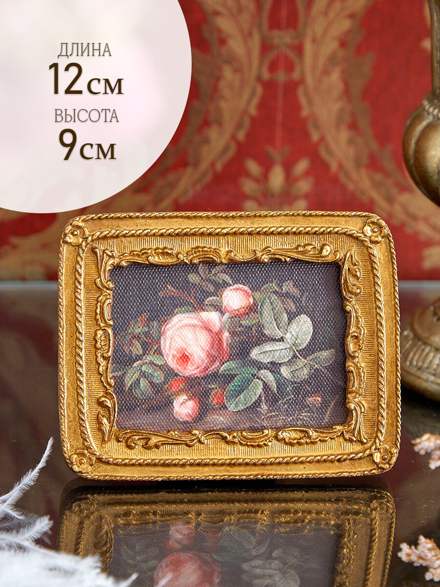 28-668 Картина настольно-настенная Цветы, масло 9х2х12см, Полисмолы, холст, Glasar