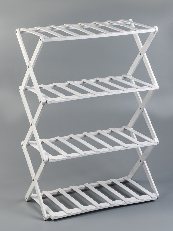 Стеллаж универсальный, 4 полки, 50×25×68 см, напольный, открытый, белый, Greengo