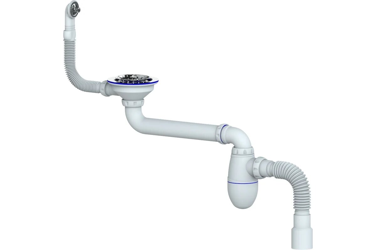 Unicorn Сифон 3 1/2 bc23 со смещением, круглый перелив, с гофрой 40x40/50 553594