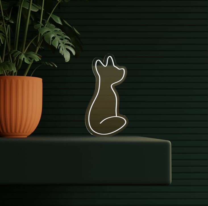 Неоновая вывеска, светильник декоративный Лисичка, 27х14 см.