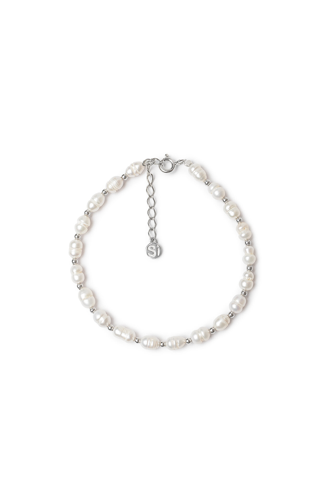 Браслет, серебро, 925 проба, родирование, жемчуг культивированный