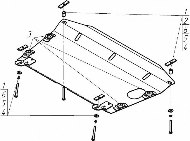 Защита стальная 2 мм Д, КПП Toyota Camry MOTODOR.02508