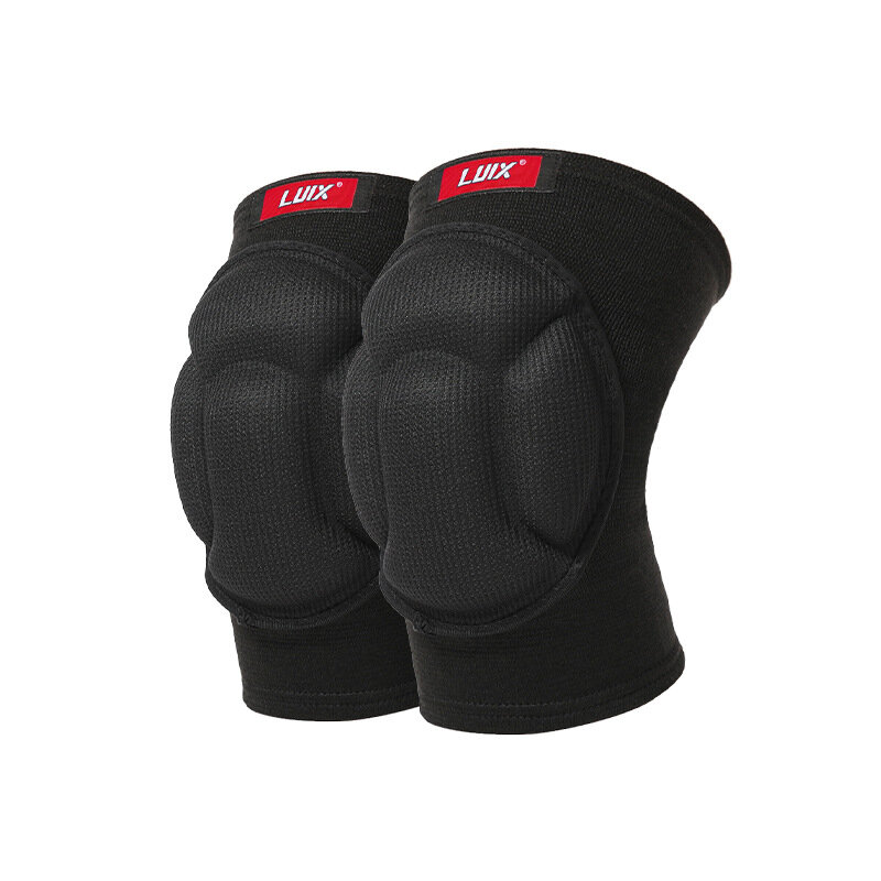 Наколенники, утолщенный панцирь, черные, с логотипом, S, 50-70 кг