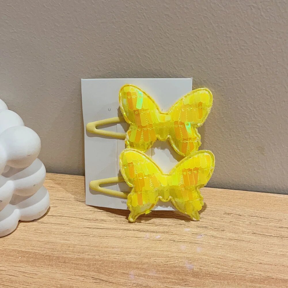 Детские заколки бабочки светло-желтые FSN245-E 2 шт.