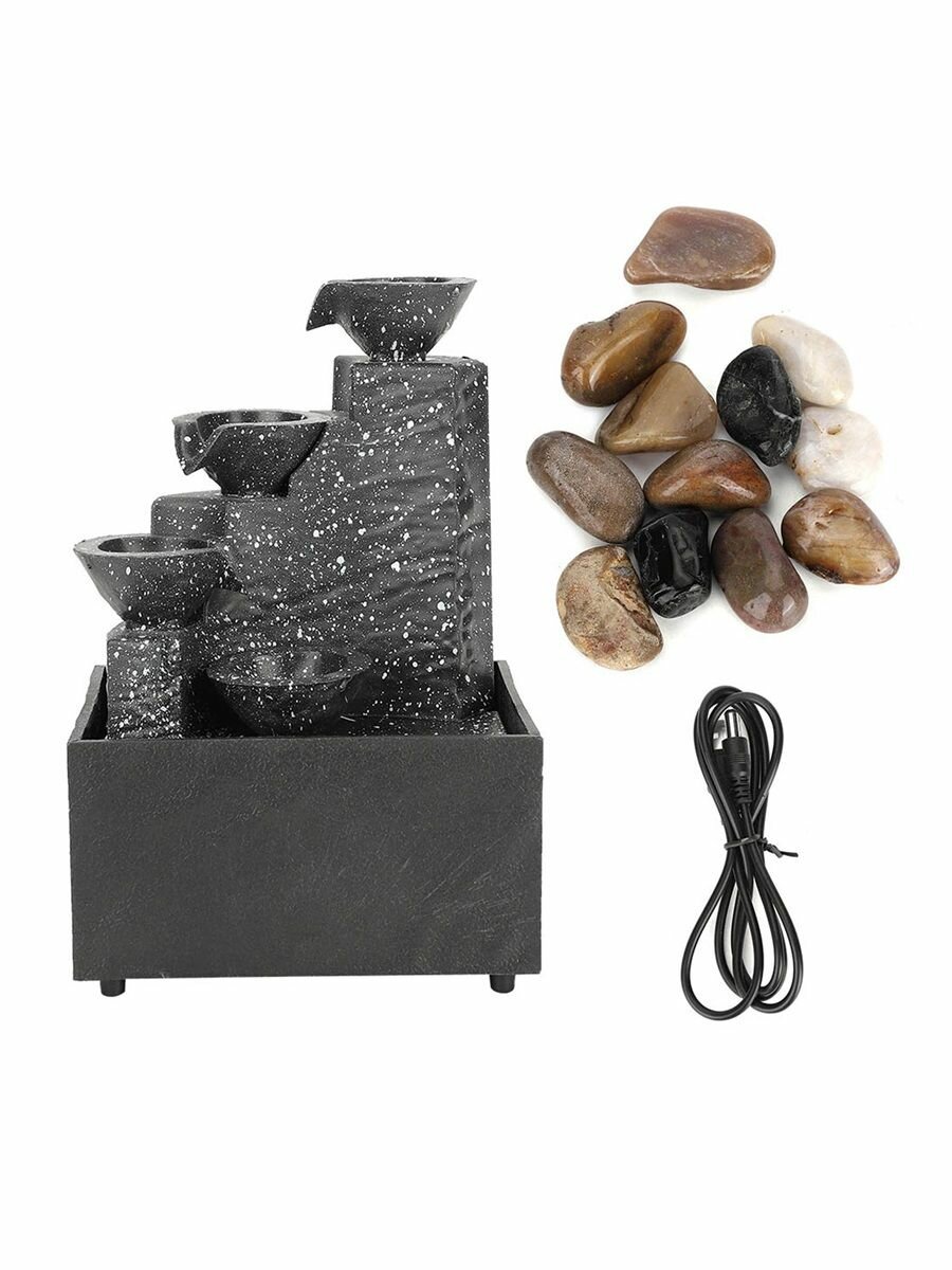 USB-фонтан для воды, настольное украшение для украшения стола в домашнем офисе, водный элемент в помещении, тихий и успокаивающий декор офисного стола