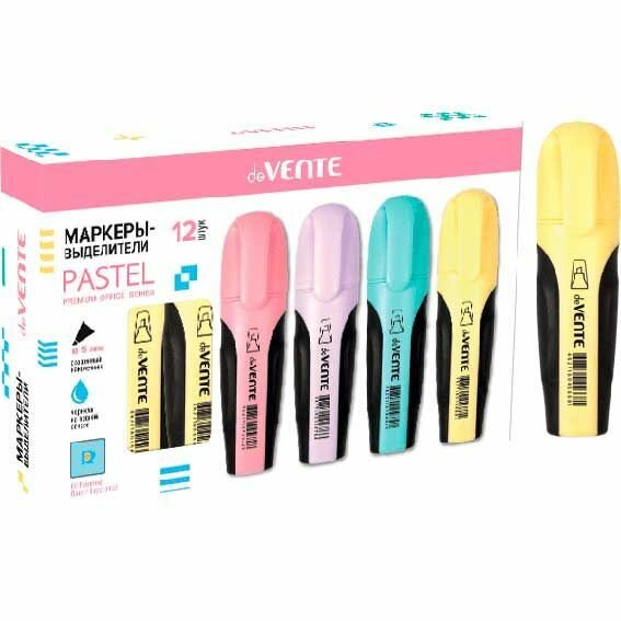 Текстмаркер deVENTE "Pastel", желтый, скошенный, 1-5 мм (5045900)