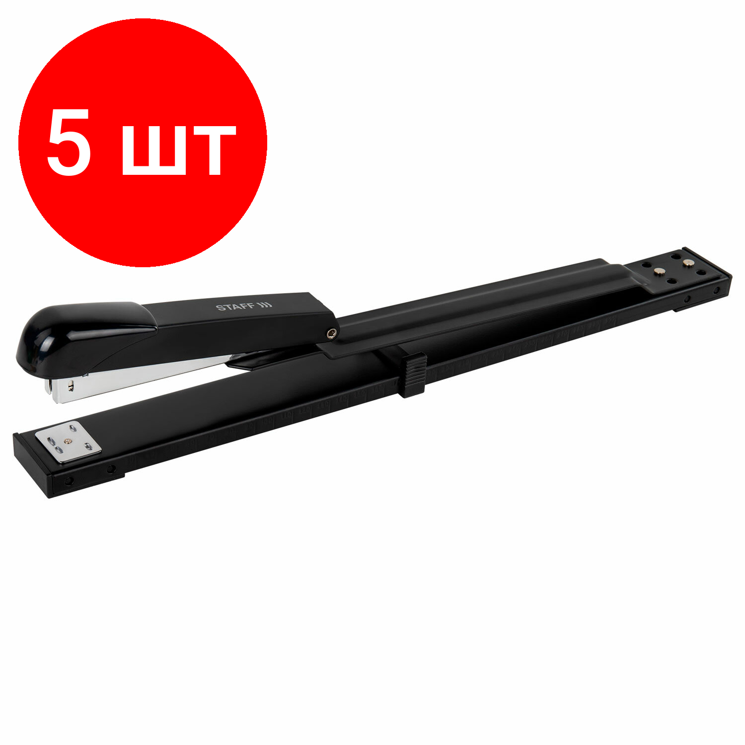 Комплект 5 шт, Степлер брошюровочный №24/6, 26/6 STAFF "Manager", до 25 листов, черный, 272753