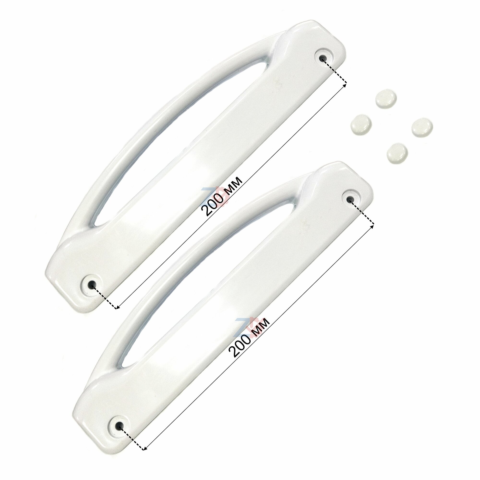 Комплект ручек (2 шт.) для холодильника Позис Vega, Орск, Свияга, Мир вертикальная белая (в комплекте 2 заглушки) для моделей 101, 102, 139, 149