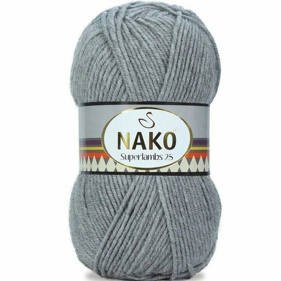 Пряжа Nako SUPERLAMBS 25 790 серый (5 мотков)