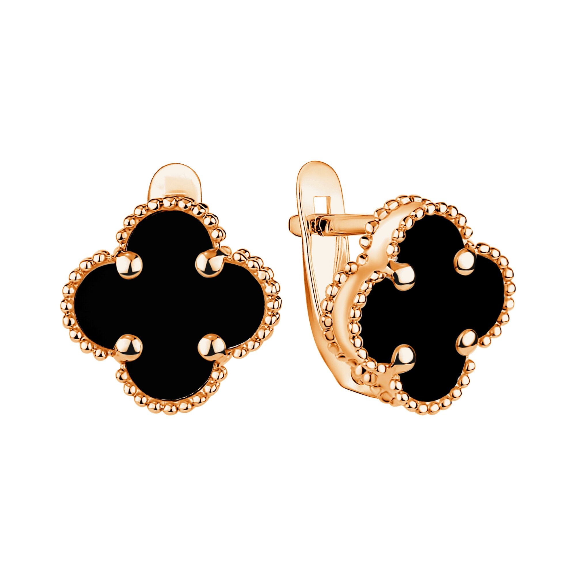 Серьги, серебро, 925 проба, золочение, оникс