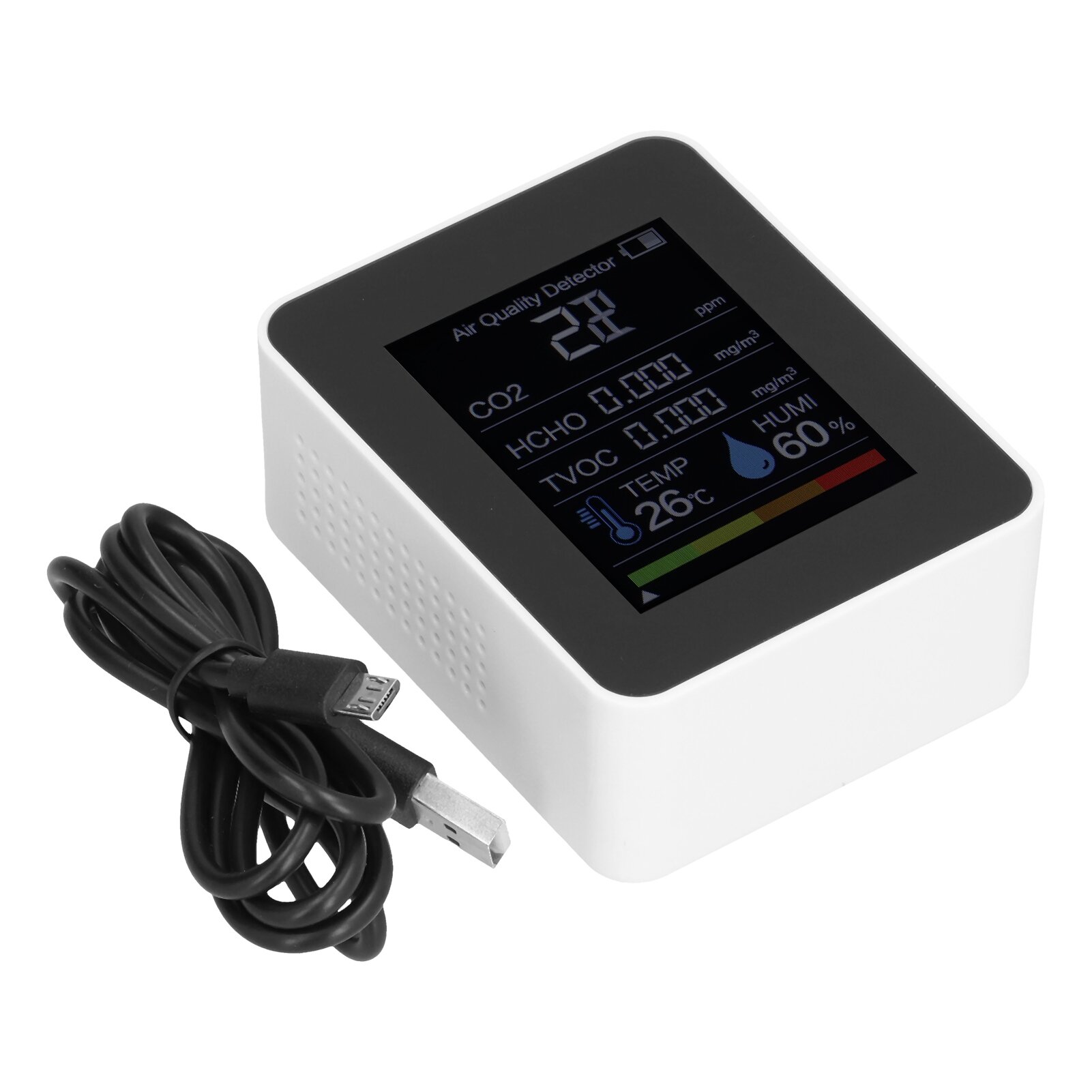 Инфракрасный датчик ZNAZ2CO3, многофункциональный детектор углекислого газа 5 в 1 для дома (белый)